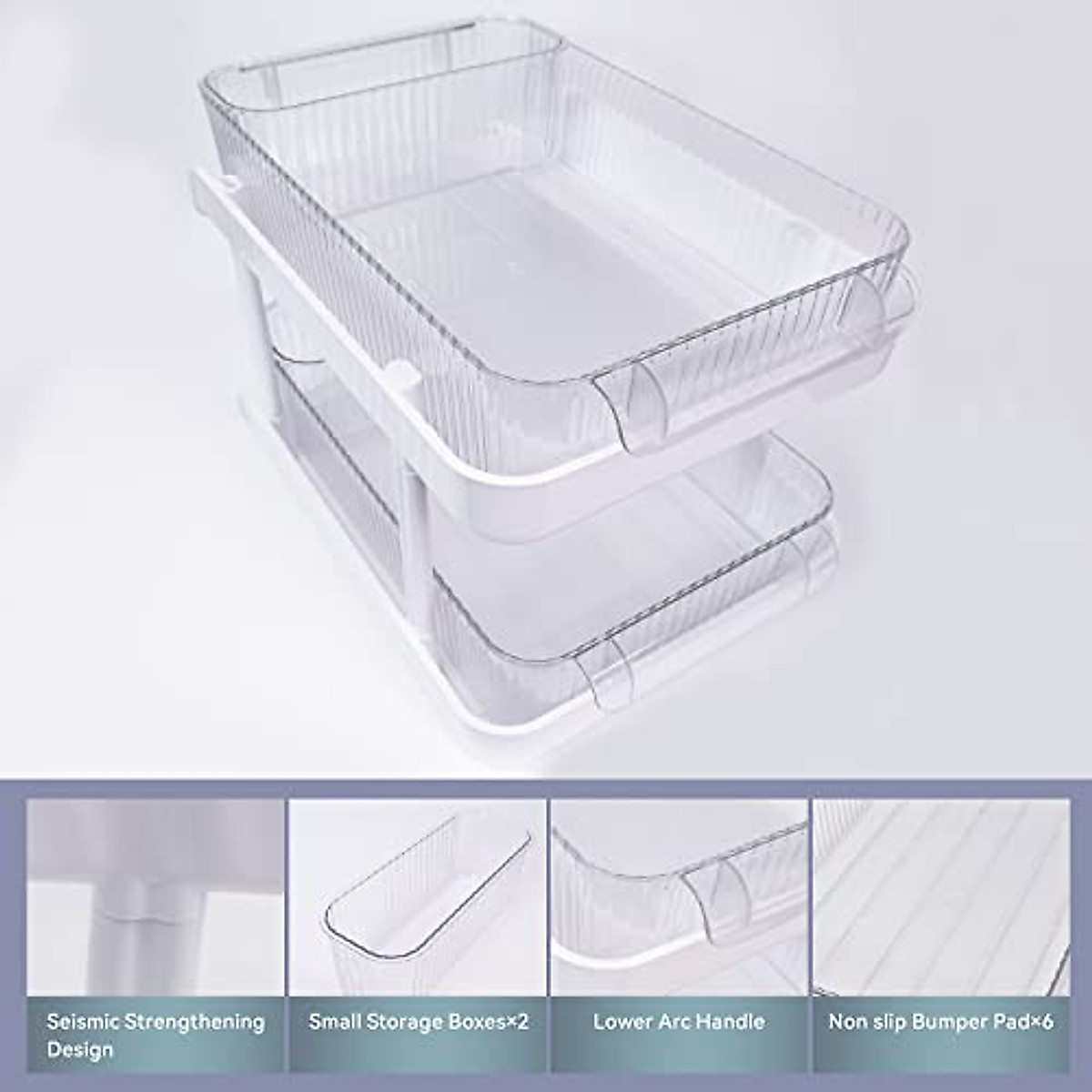 Storage with 4 Drawers - Plastic Dresser with Large Capacity, Organizer Unit for Bedroom, Living Room & Closets - Sturdy Frame, Easy Pull Plastic Bins&Foldable Design