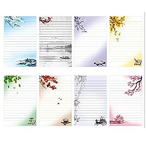 IMagicoo 40 Lined Writing Stationery Paper Vintage Retro Design Letter Set, 8 Different Style