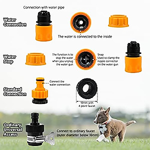 GINDOOR 6 Pieces Pet Bathing Tool Set Include Hose Spray Nozzle Livestock Foamer Soap Dispenser with Connectors and Dog Rubber Comb Brush, Dog Bathing Sprayer for Pets Showering …