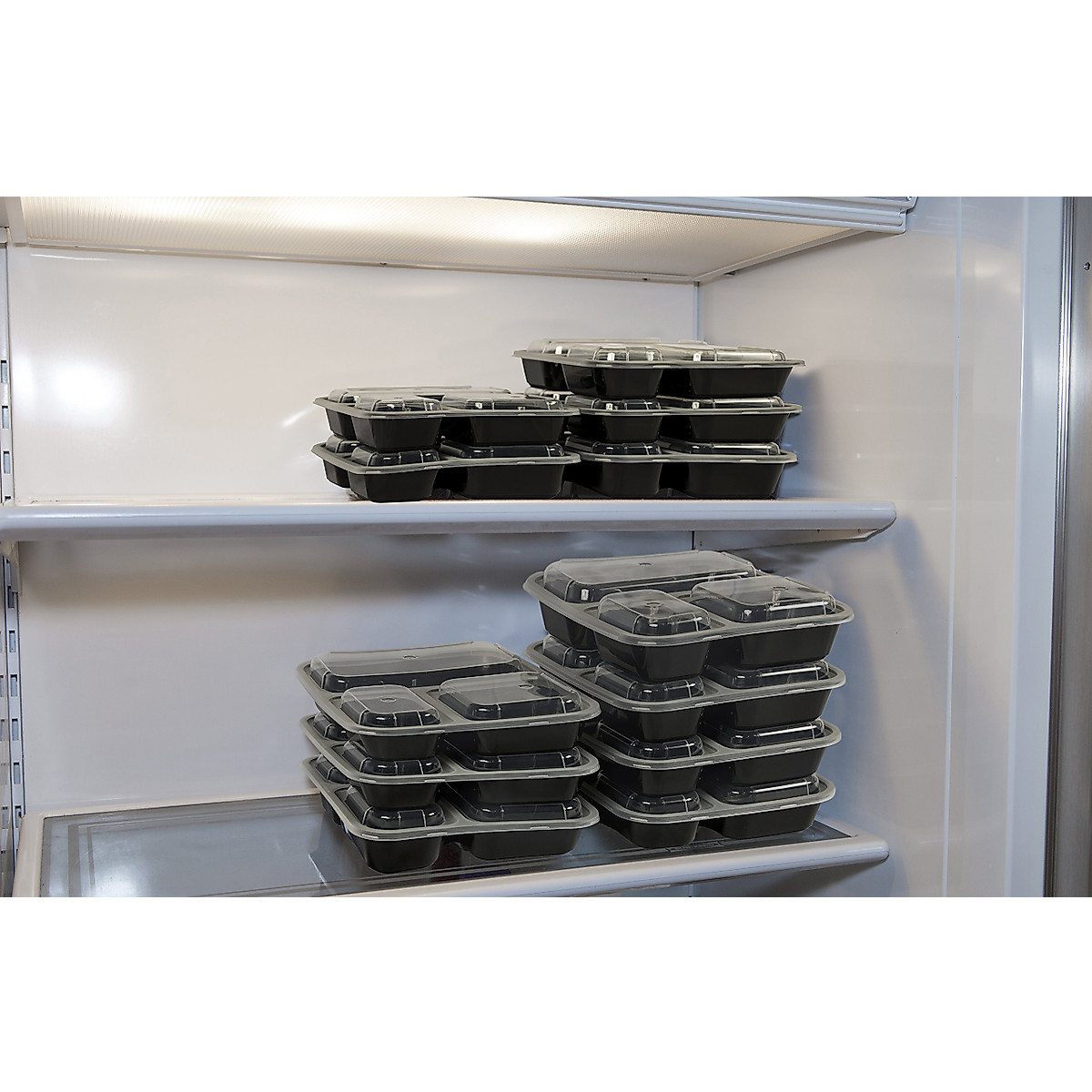 INEVIFIT Meal Prep 3 Compartment BPA FREE, Premium Food Storage Containers, Durable & Reusable, 36 oz. Stackable 7 Pack, Microwaveable & Dishwasher Safe Bento Lunch Box with Leak Resistant Technology