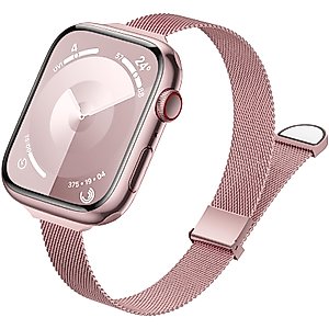 Slim Metal Band Compatible with Apple Watch Bands 38mm 40mm 41mm Women, Dual Magnetic Clasp Replacement Band for iWatch Ultra/Ultra 2 Series 9 8 7 6 5 4 3 2 1 SE, Women Watch Strap for iWatch