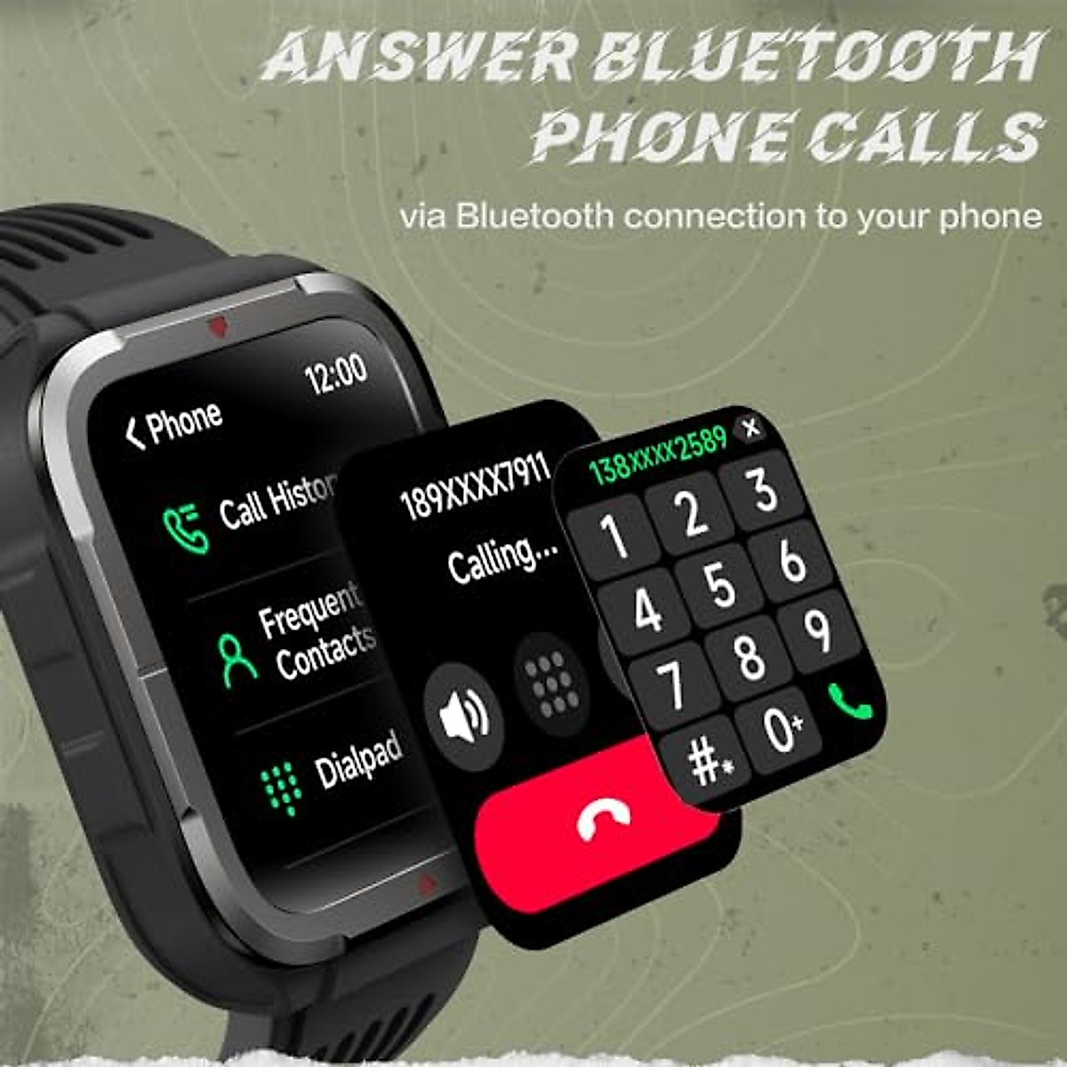 Smart Watch for Men with Bluetooth Call, Alexa Built-in1.8'' Rugged Military Smartwatch, 100+ Workouts SpO2 Heart Rate Monitor Sleep Step Counter IP68 Waterproof Activity Trackers for Android iPhone
