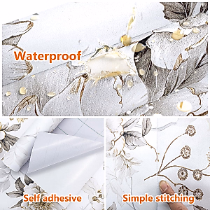 Wudnaye Floral Wallpaper Peel and Stick Wallpaper Floral Contact Paper for Cabinets 17.7inch× 118.1inch Flower Wallpaper Stick and Peel Removable Self Adhesive Wallpaper for Bathroom Wall Paper Vinyl