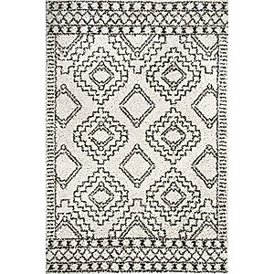 nuLOOM Lacey Moroccan Geometric Shag Area Rug, 4x6, Off-white