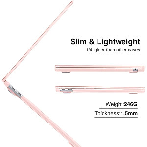 EooCoo Case Compatible with MacBook Air 13 inch 2022 2021-2018 M1 A2337 A2179 A1932 with Retina Display, Glossy Plastic Hard Shell, Keyboard Skin Cover, Screen Protector, Cute Pink