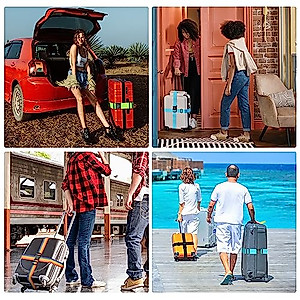 BILIONE Luggage Straps Belts TSA Approved Keep Suitcase Secure While Traveling, 79" Long Add a Bag Premium Accessory for Travel Bag Closure, 4 Pack Yellow Black