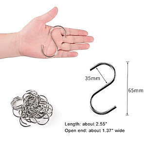 JOMIHONEY 30 Pack Heavy Duty S Hooks Stainless Steel S Shaped Hooks 2.5 inch Metal Hooks for Hanging, Hanging Hook for Kitchen, Bathroom, Bedroom and Office
