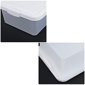 Jandson 14 Quart Clear Frosted Bin, Plastic Latching Box/Container with White Lid, Pack of 2, F