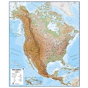 Maps International Huge Physical North America Wall Map - Laminated - 55 x 46