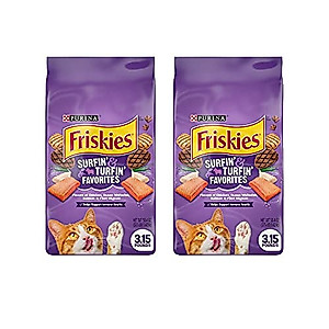 Purina Friskies Surfin' & Turfin' Favorites Dry Cat Food, 3.15 Lb Bag (Pack Of 2)