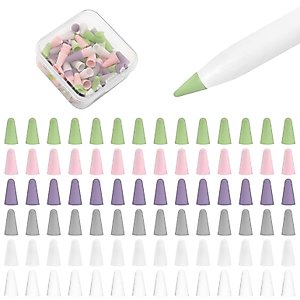 100 pcs Silicone Nib Sleeves Compatible with Apple Pencil Tips, Professional Liquid Silicone Nibs Cover Replacement for 1st & 2nd Gen &USB-C, Writing Anti-Slip Protective Case for Apple iPad Pencil