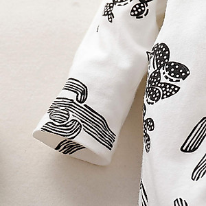 TMEEIHNSS Newborn Baby Boys Girls Bodysuit 2 Piece Set Infant Cactus Print Romper Jumpsuit Hat Outfits Sets (White, 0-3)