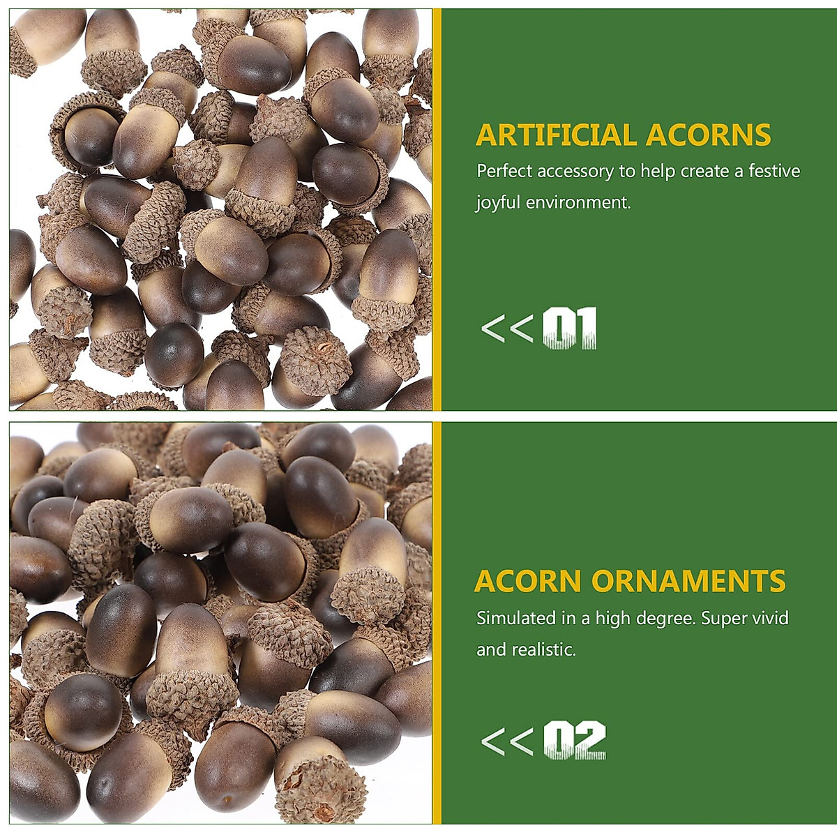 Artificial Acorns, 60 PCS Lifelike with Acorn Cap with Natural Acorn Cap Simulation Mini Acorns for DIY Craft Filler Home Party Favor Supplies