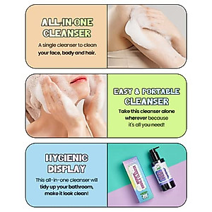 CHASIN' RABBITS Mindful Bubble Cleanse | Vegan All In One Face to Body Bubble Cleanser | Pore Purifying with Charcoal face wash for mens, For Oily Skin | 200mL/6.76 fl. oz