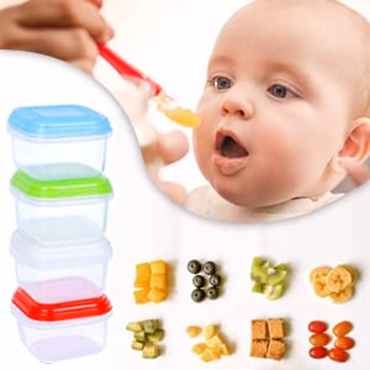 Mini Plastic Containers Multi Purpose Use Food Storage Containers, Condiment & Sauce Containers, Baby Food Storage & Lunch Box, Jewelry Beads Small Crafts Items Accessories (colored square 6)