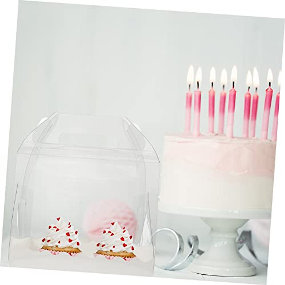 Zerodeko 10pcs Boxes Portable Cake Box Disposable Containers Food Containers Disposable Mini Boxes Bakery Boxes Containers with Lids Transparent Bakery Box Candy Packing Box Cake Container