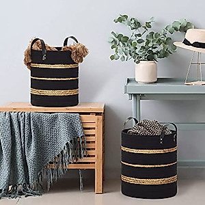 Closet Complete 2-Pc. Cotton & Grass Braided Basket Set (Black)