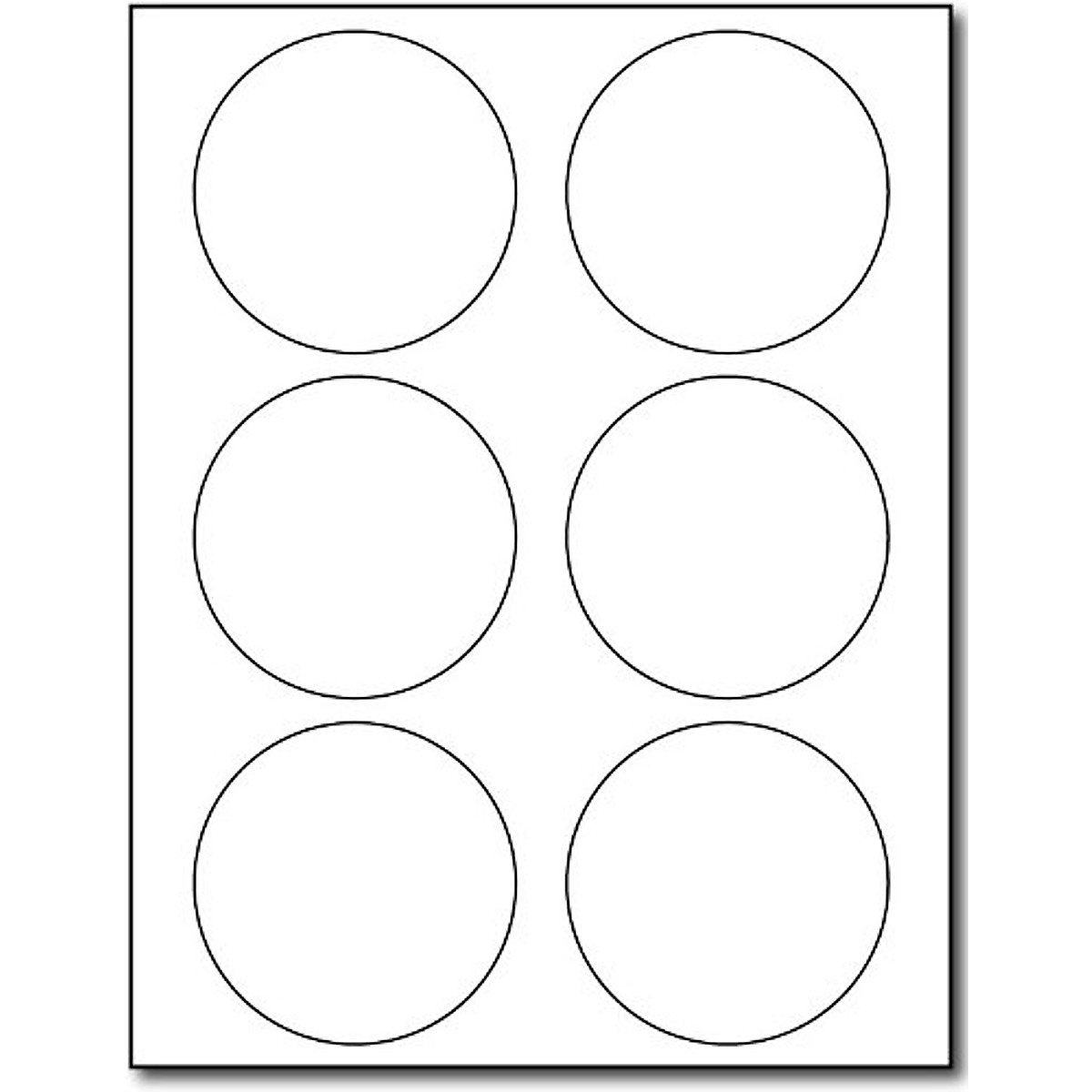 White 3 1/3" Round Large Circle Labels - 6 Labels Per Sheet - for Inkjet & Laser Printers - 25 Sheets / 150 Labels