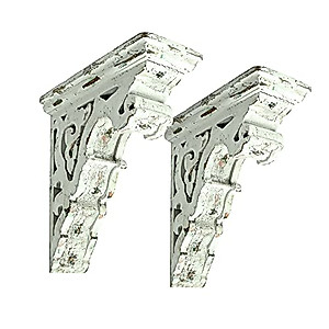 BIG FORTUNE Set of 2 Corbels for Shelves Wood Corbels Decorative Shelf Brackets Wooden Vintage Shelf Farmhouse Decor White Floating Wall Shelf Long