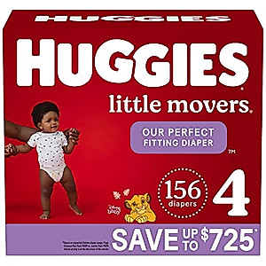 Huggies Little Movers Diapers, Size 4-22-37 Pounds (156 Count)