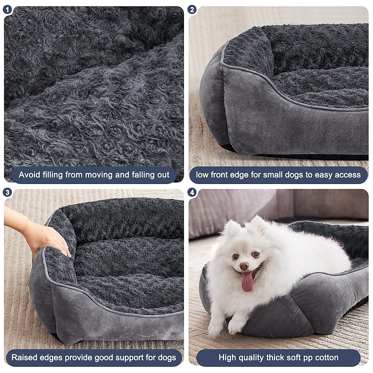 JOEJOY Rectangle Dog Bed for Large Medium Small Dogs Machine Washable Sleeping Dog Sofa Bed Non-Slip Bottom Breathable Soft Puppy Bed Durable Orthopedic Calming Pet Cuddler, Multiple Size, Grey