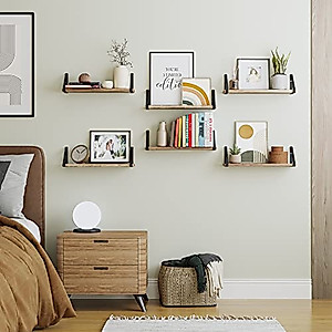 brightmaison BGT 17"x4.5" Monza Floating Shelves for Wall, Wall Bookshelf Living Room Decor, Kitchen Shelves, Rustic Floating Shelf Set for Office, Wall Shelves for Bedroom Burnt Set of 6