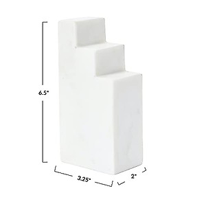 Main + Mesa Geometric Marble Bookends, White, Set of 2