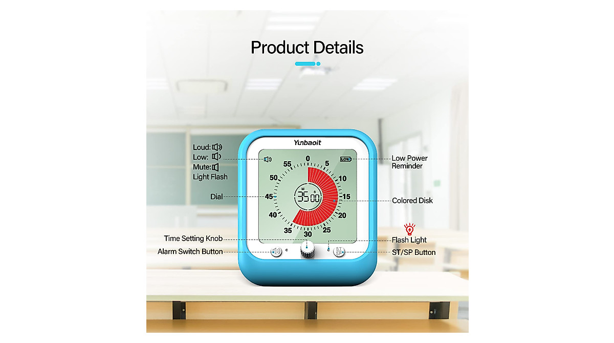 Yunbaoit VT09 Digital Timer - Silent & Visual Countdown