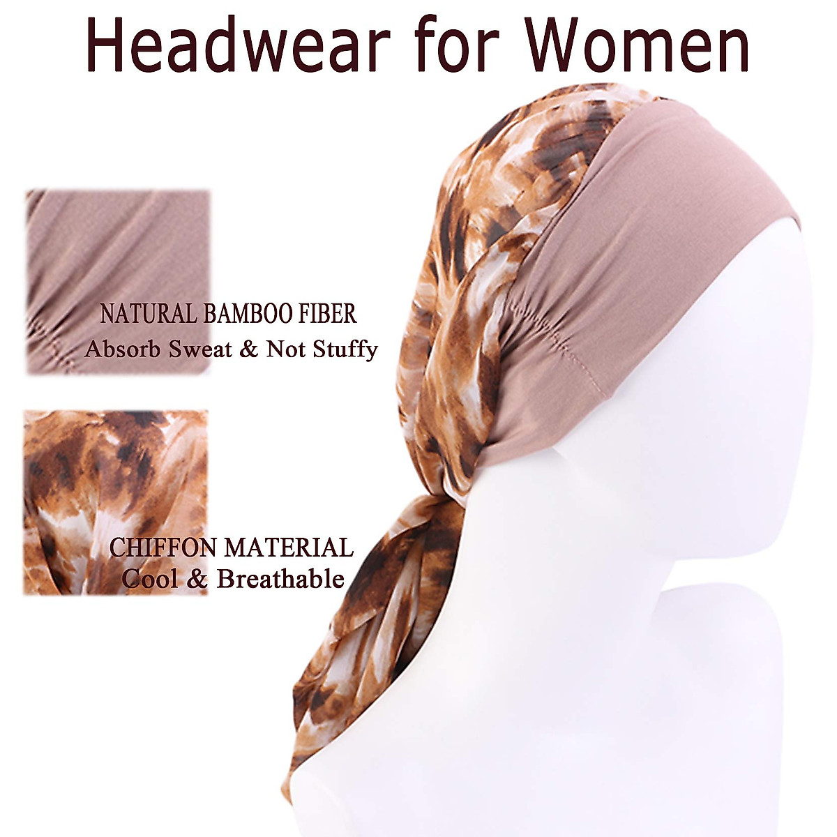 Gragengs Headwear for Women Sleep Beanie Head Scarf for Bald Wraps Cancer Hats Turbans (Khaki)