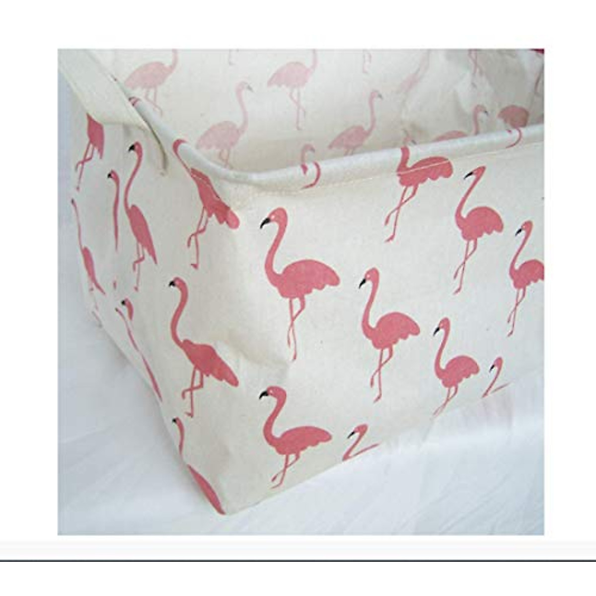 Flamingo Rectangular Storage Basket, Collapsible Storage Basket, Waterproof Coated Storage Box with Handle. Used to Organize Children's Toys and Clothing, Books, Gift Baskets