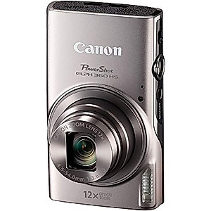 Canon Power-Shot ELPH 360 HS Digital Camera (Silver) (1078C001) + 2 x 64GB Card + 2 x NB11L Battery + Case + Charger + Card Reader + Corel Photo Software + Flex Tripod + More (17 Items) (Renewed)
