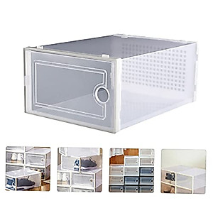 Zerodeko 4 pcs Collapsible White Display Shoes Stackable Clothes Storage Rack Dormitory Wardrobe Stacking Women Clear Drawer for Simple Shoe Clo Bin Wallwhite Transparent Container Men