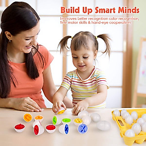 Coogam Letters Matching Eggs 26PCS ABC Alphabet Color Sorter Puzzle Easter Travel Bingo Game Uppercase Learning Fine Motor Skill Montessori Gift for Year Old Kids