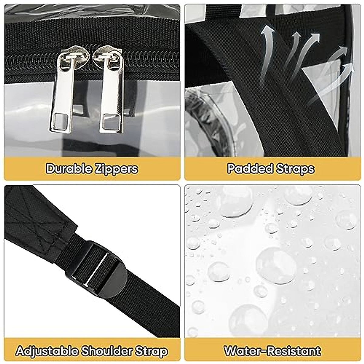 BALEINE Clear Backpack for Girls, Clear Backpacks for School, Heave Duty PVC Clear Bags Clear bookbag (Black)