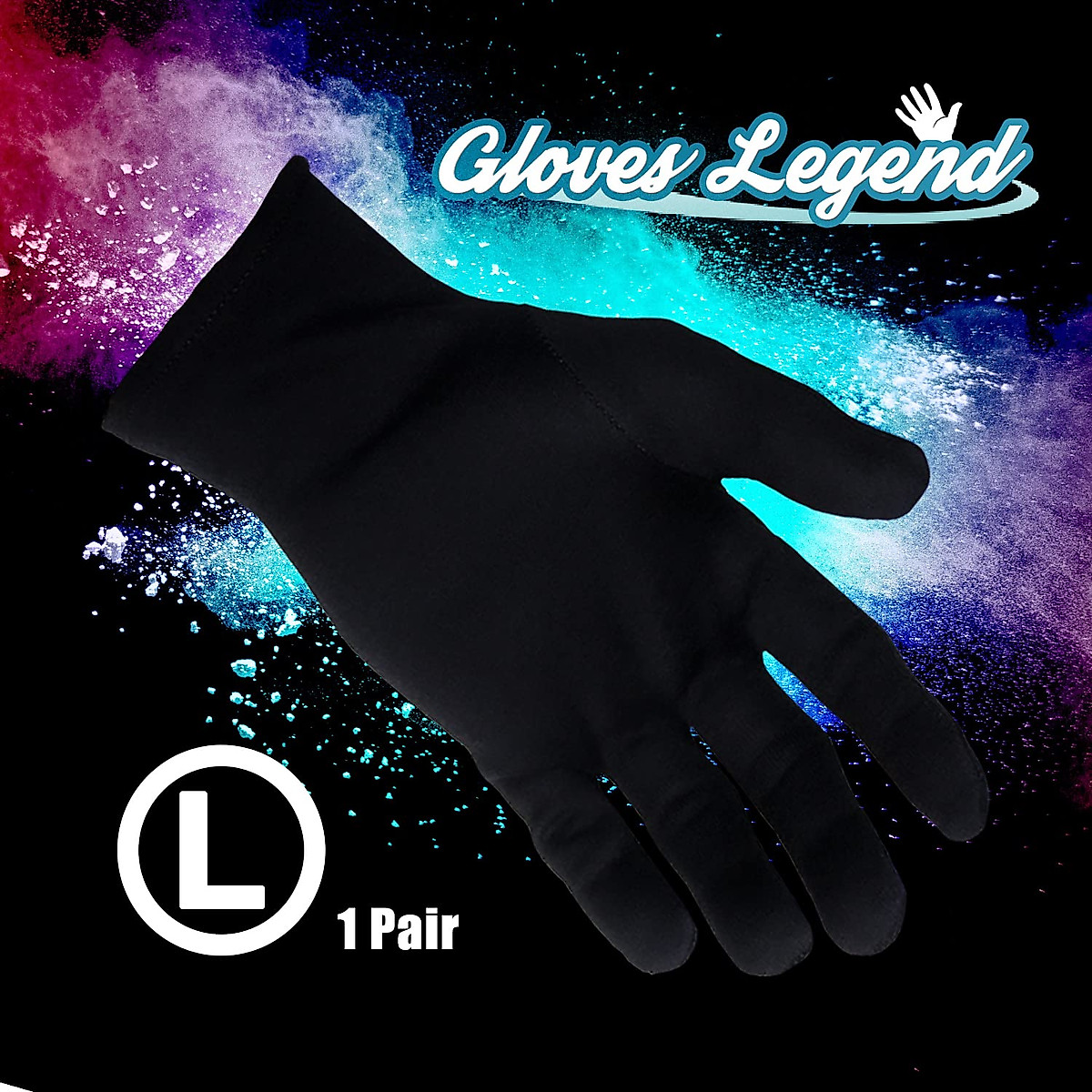 1 Pair (2 Gloves) - Gloves Legend Black 100% Cotton Jewelry Coin Silver Parade Fashion Inspection Work Safety Gloves - Size Large