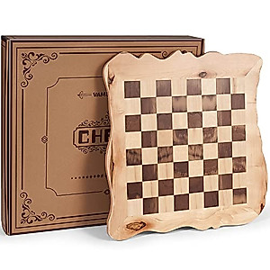 VAMSLOVE Wooden Chess Board Set Large Unique Chessboard (Playing Area 15 x 15inch) with 3.5" King Chess Pieces Durable Modern Gift for Chess Lover Home Decor