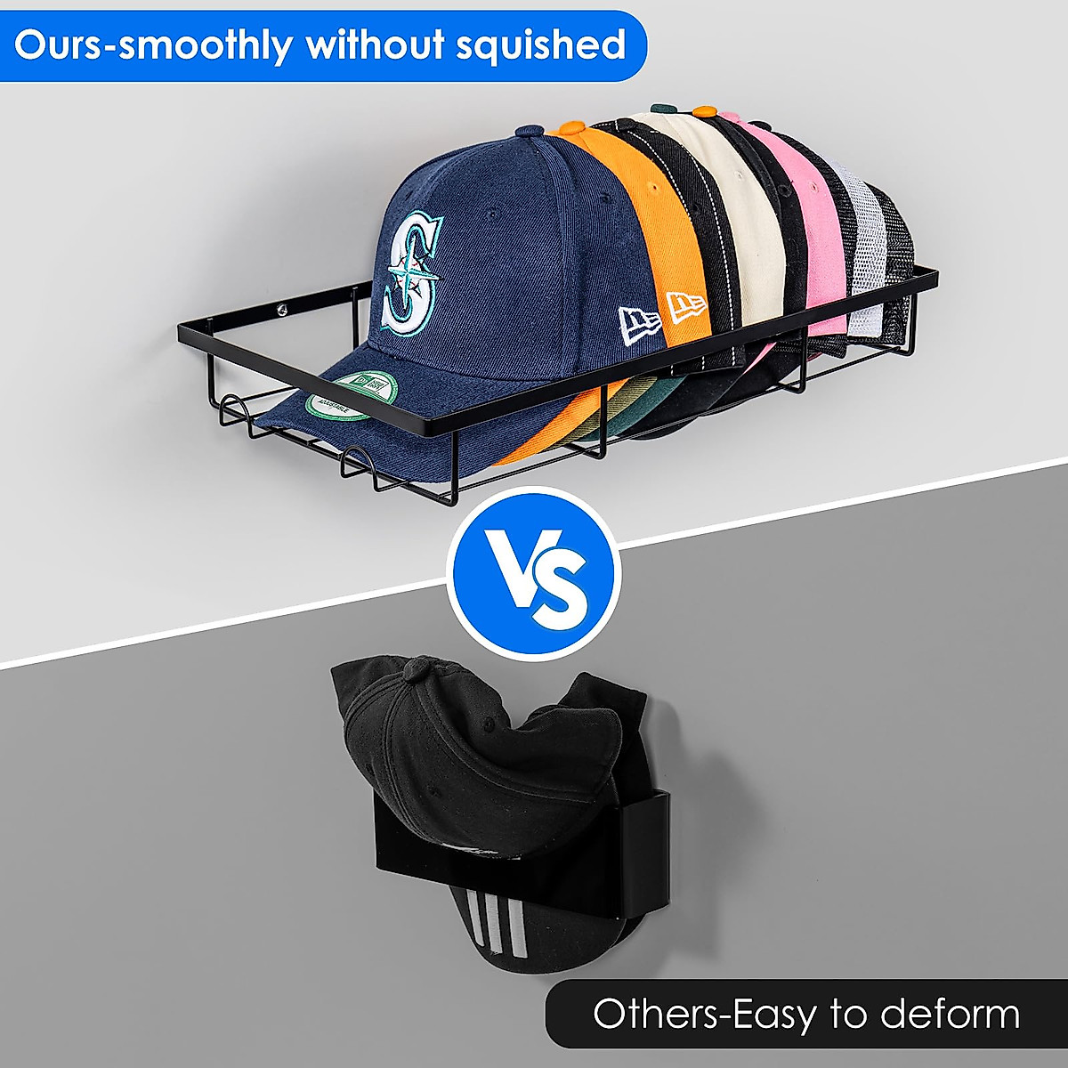 Forzacx Hat Stand for Baseball Caps Display and Organizer 2 Pack, Holds Up to 50 Caps, Space-Efficient, Exquisite and durable, Stylish Decor Piece for Closet, Bedroom, Dresser (Black)