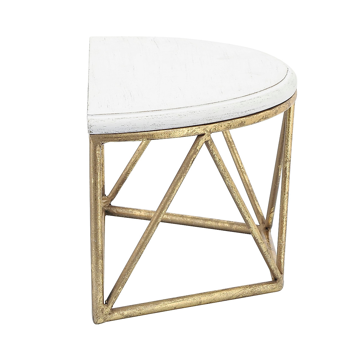 Sagebrook Home Demilune Wall Shelf Rustic Bedroom and Bathroom Shelves, White and Gold, 12 L x 6 W x 6 H Inches