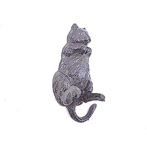 Handcrafted Nautical Decor Cast Iron Happy Fat Cat Wall Hook 6"