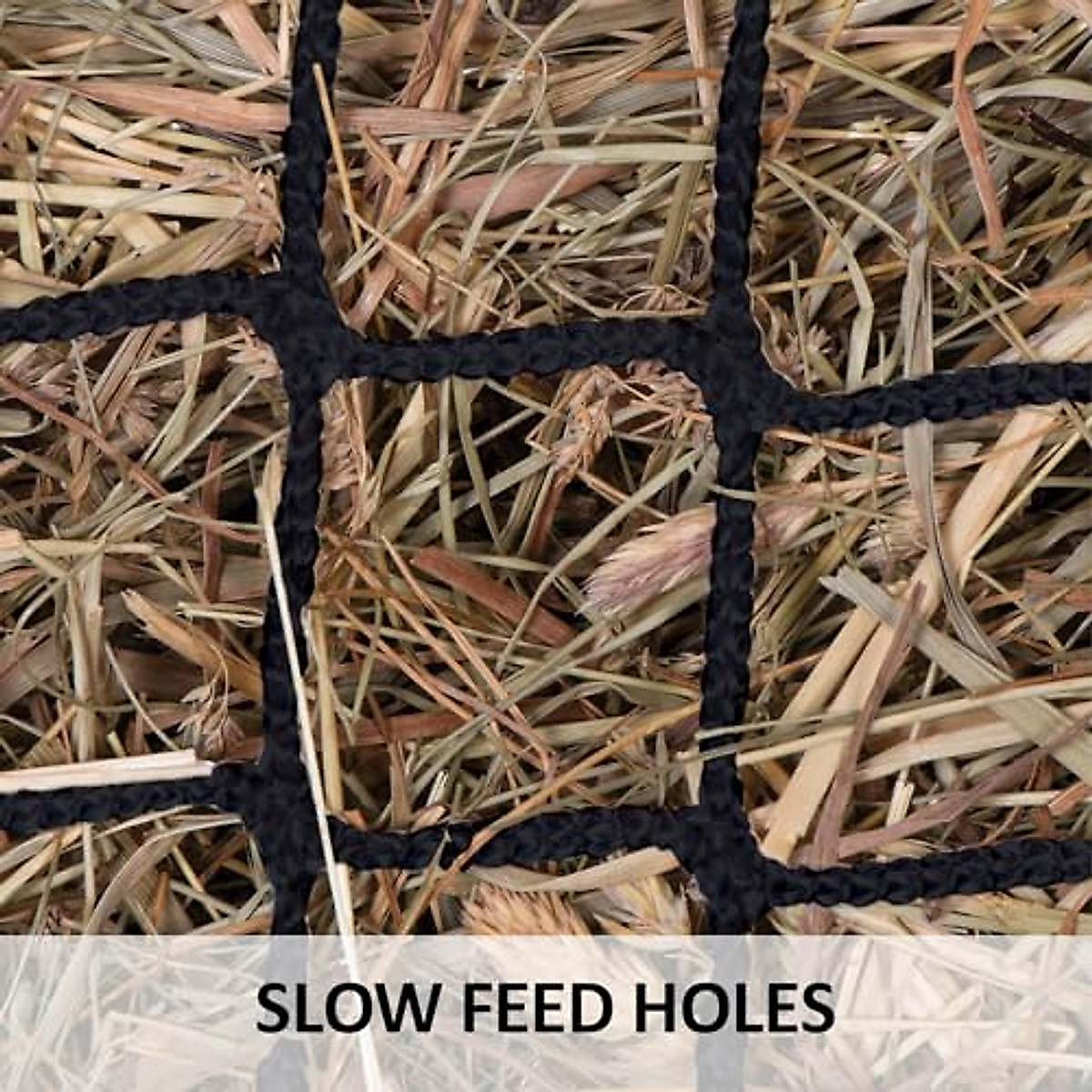 Schneiders Easy-Open Knotless 1.25" Slow Feed Hay Net | No More Wasted Time Filling Hay Bags | Easy Open Top | Slow Feed Holes | Large Capacity | Close Assist | 3 to 4 Flakes | Color White