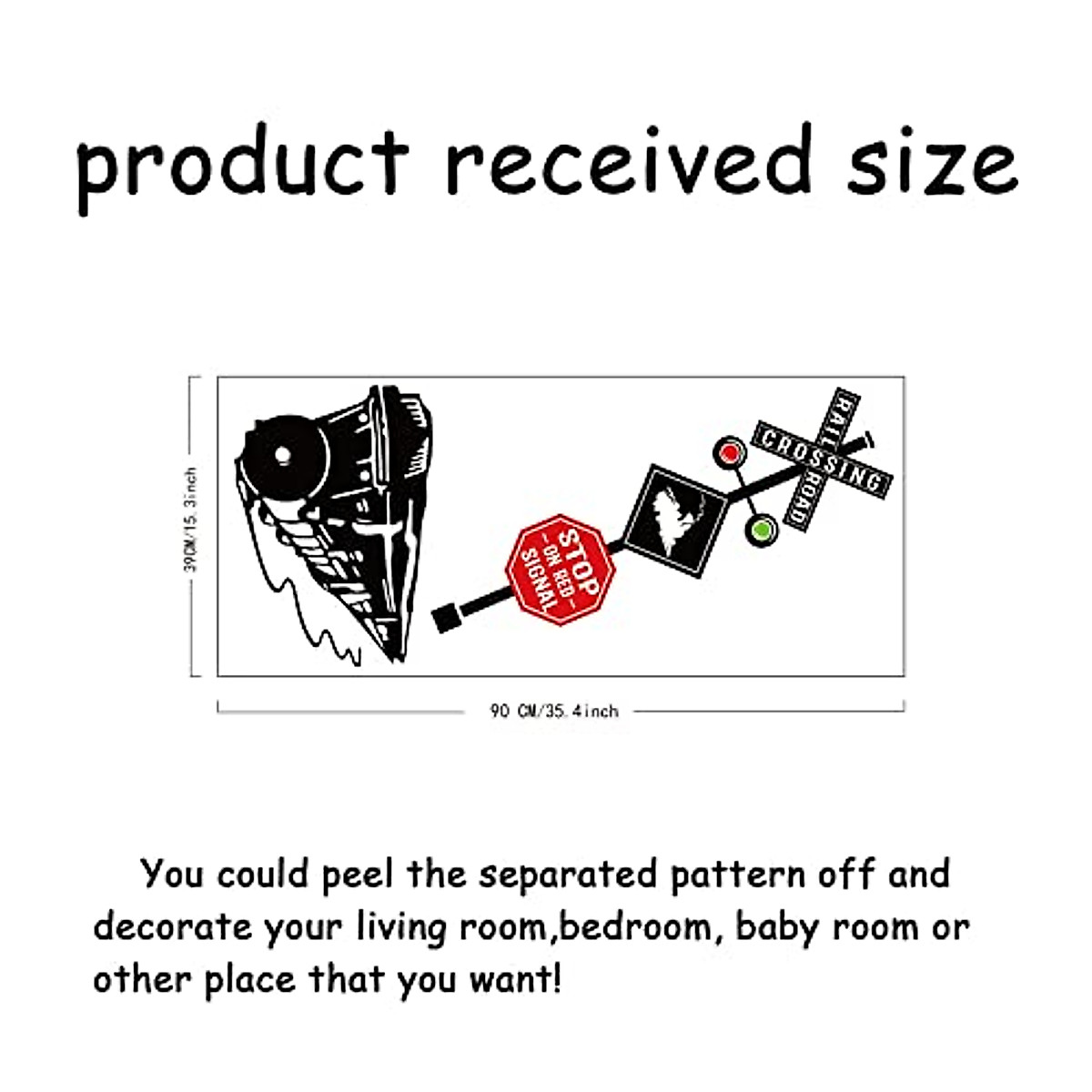 SUPERDANT Railroad Crossing Sign Wall Stickers Train Crossing Wall Decal Train Wall Art Wall Stickers Stop on Red Signal Vinyl Wall Decal DIY Art Stickers for Boys Bedroom Playroom Nursery Decor