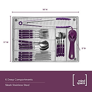 Mindspace Cutlery Organizer Silverware Tray with 6 Compartments | Kitchen Utensil Drawer Organizer | Silverware Tray for Drawer | The Mesh Collection, Silver