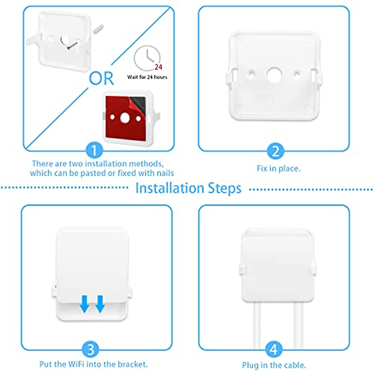 Koroao Adhesive Wall Mount for Lutron Caseta Smart Bridge, Compatible with Lutron Caseta L-BDG2/L-BDGPRO2 Adhesive or Screw Wall Bracket - Easy to Install (Not Compatible with PD-REP)