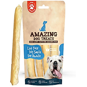 Amazing Dog Treats - Large Collagen Stick - (12 Inch - 4 Count) - Collagen Beef Cheek Rolls for Dogs - 100% Pure Collagen Sticks for Dogs - No Hide Bones for Dogs
