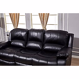 Betsy Furniture Power Reclining Bonded Leather Living Room Set (Black, Sofa)