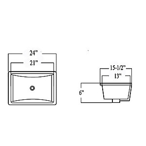 KINGSMAN Durable 21.5 Inch Rectangle Undermount Drop In Vitreous Ceramic Lavatory Vanity Bathroom Restroom Sink Pure White (21.5 Inch)