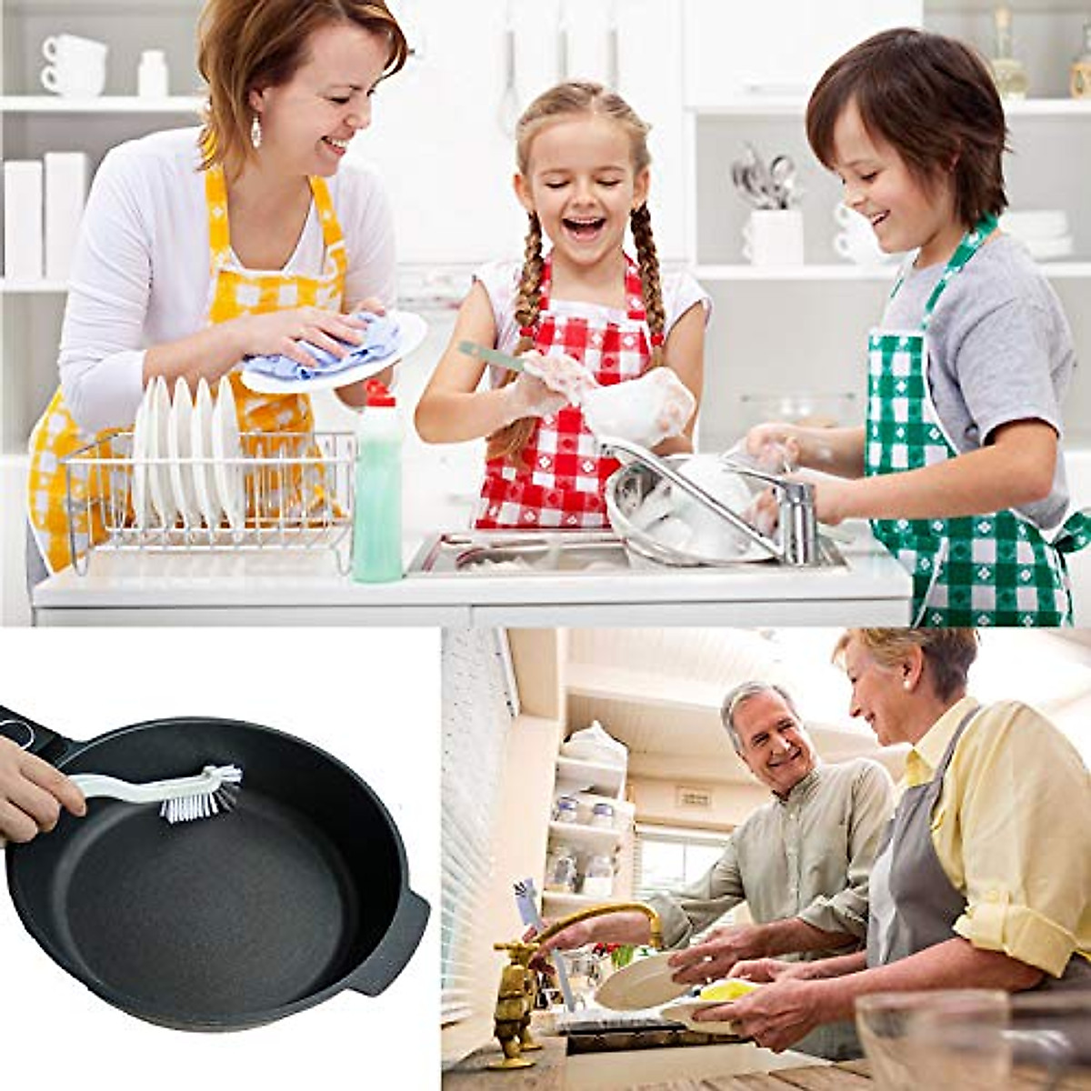 AncBace Dish Brush Kitchen Cleaning Brush Bottle Brush Bathroom Scrub Brushes Sink Household Pot Pan Edge Corners Tile Lines Brush with Stiff Bristles