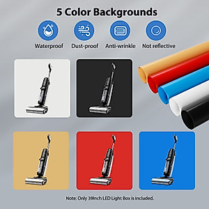 Takerers Photo Studio Light Box,39x39 Inch/100x100cm 210 LED Professional Photo Background Shooting Tent with 3 Stepless Dimming Light Panel, Lightbox with 5 Color Backdrops for Product Photography