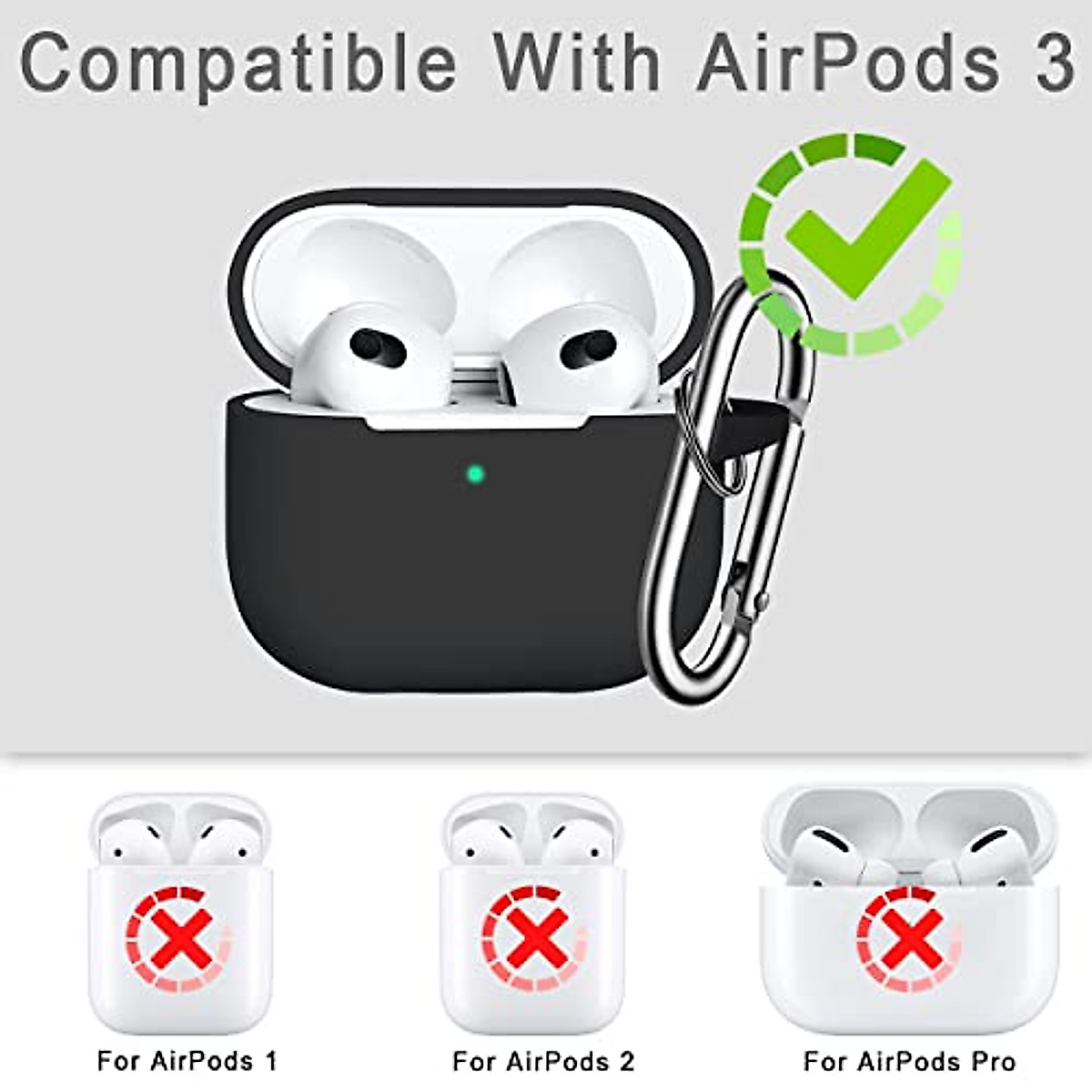15in1 for AirPods 3 Case for AirPods 3 Generation Accessories Set Kit 2021 Released, Protective Silicone Case for AirPods 3 Case w/Ear Tip Cover Hook/Watch Band Holder/Clean Putty/Carry Box/Keychain