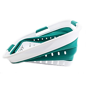 SAMMART Set of 2-30L (8 gallon) Collapsible Plastic Laundry Basket - Foldable Pop Up Storage Container/Organizer - Portable Washing Tub - Space Saving Hamper/Basket (2, Grey + Dark Green)